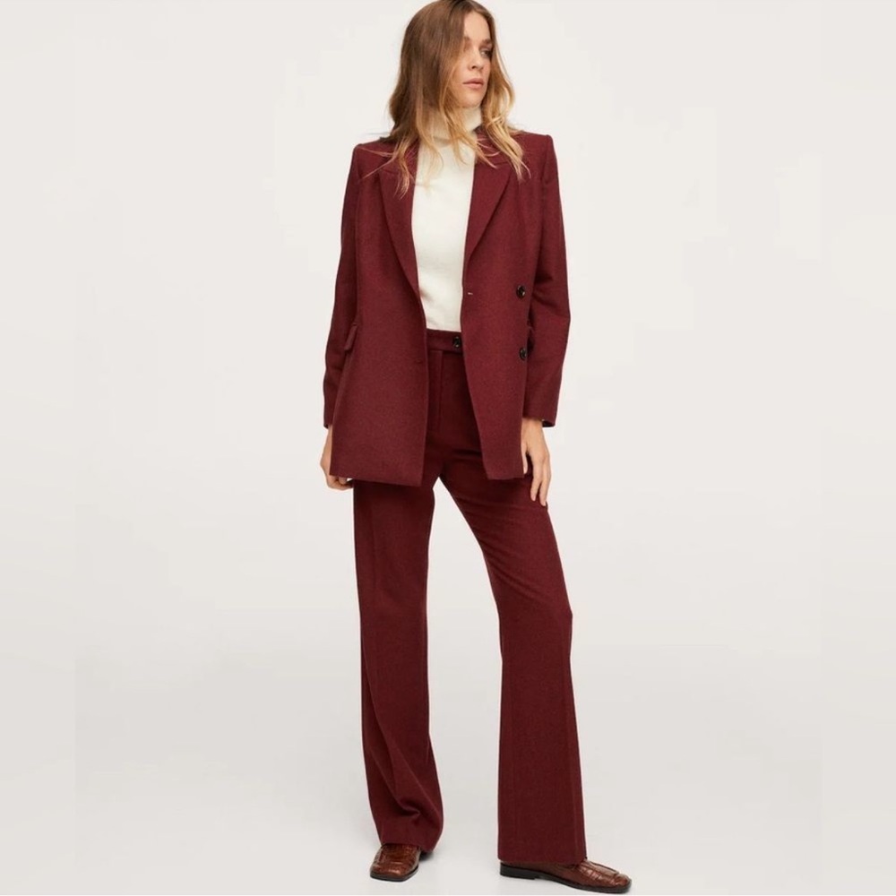 Mango Mng Wool Blend Co-Ord Set Blazer Suit Pants Wor… - Gem